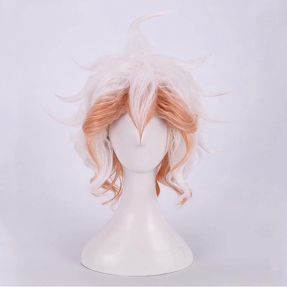 Hair | Danganronpa Nagito Anime Short Wavy White Orange Hair With Bangs ...